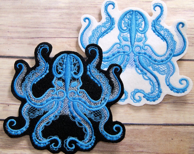 Blue Octopus Aquarius Iron on Embroidery Patch Mtcoffinz - Etsy