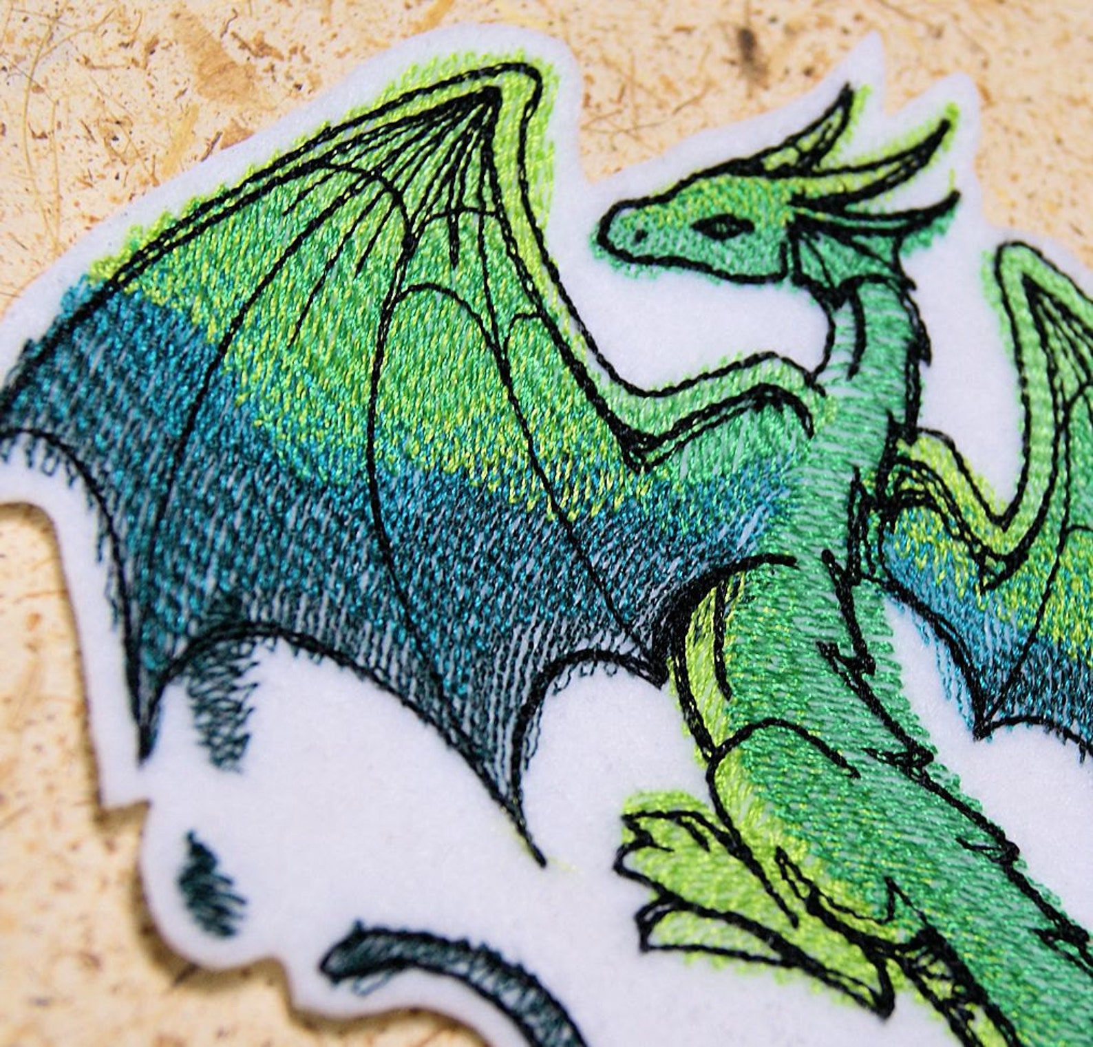 Green Dragon Patch Flying Dragon Patch Embroidery Dragon Teal Green ...