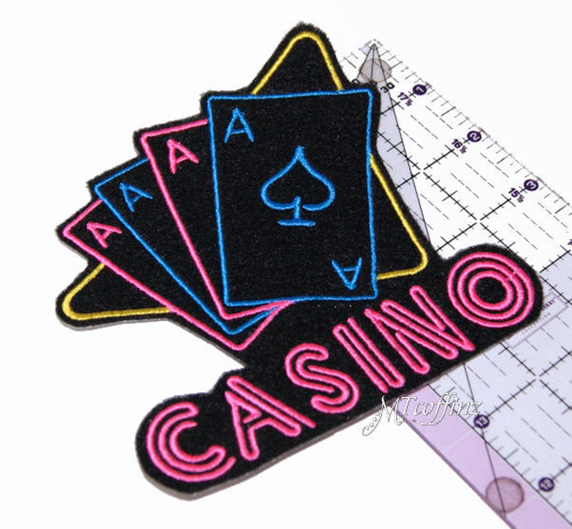 Neon Las Vegas Casino 4 Aces Poker Iron on Embroidery Patch - Etsy