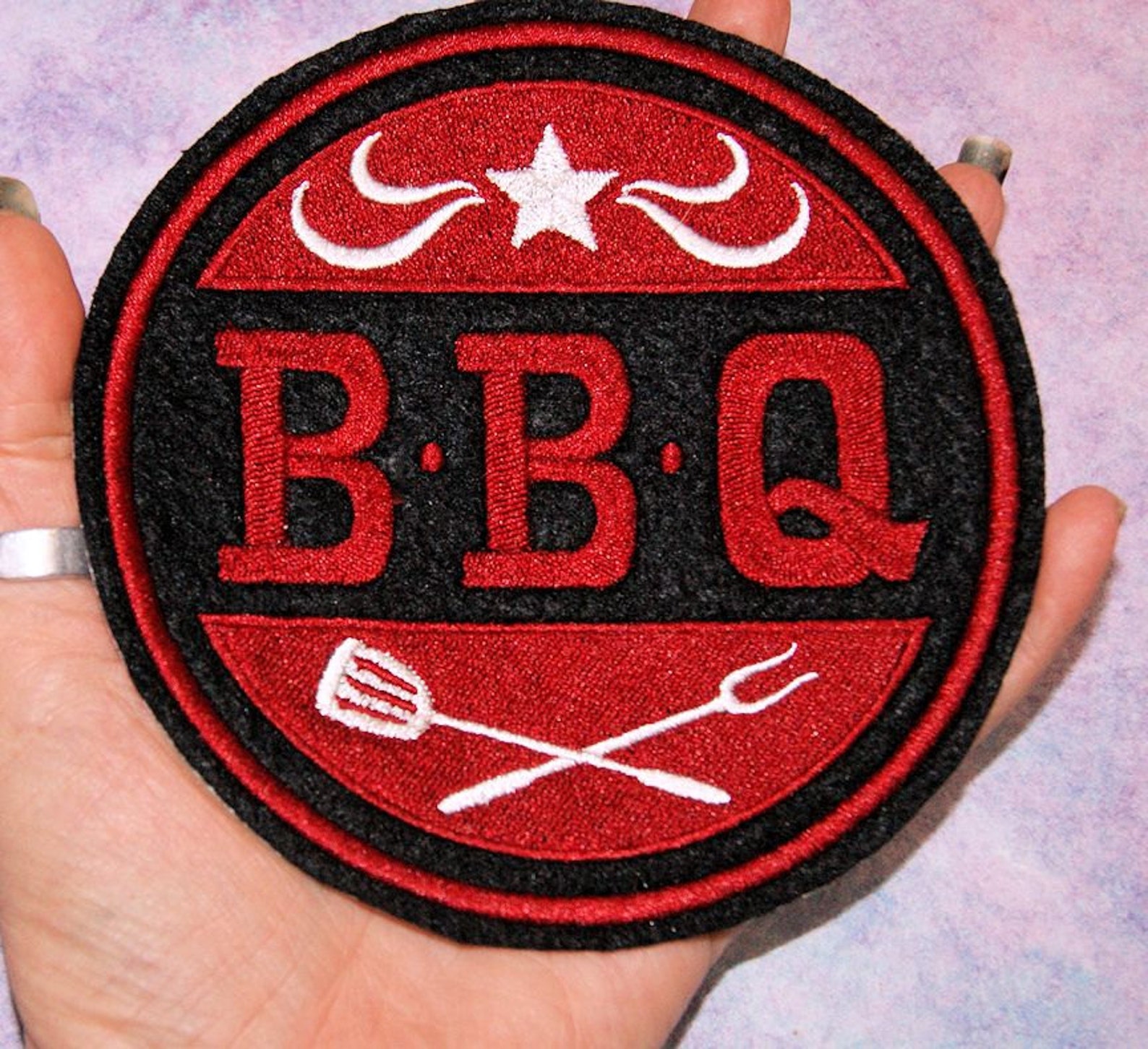 Round BBQ Classic Logo Iron on Embroidery Patch Mtcoffinz - Etsy