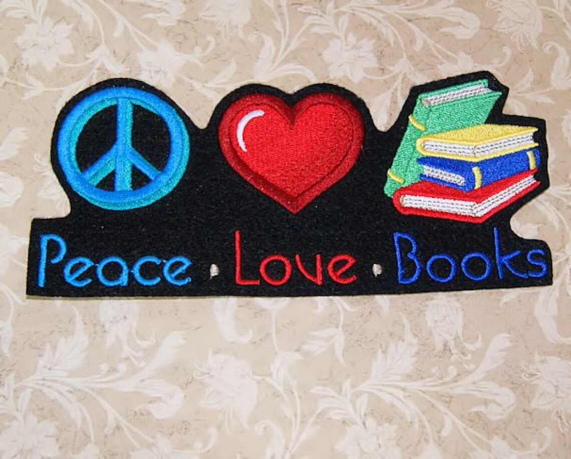 Peace Love Books Iron on Embroidery Patch Mtcoffinz | Etsy