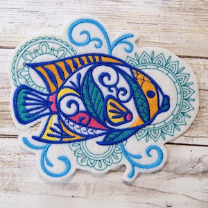 Tropical Reef Fish Mehndi - Iron on Embroidery Patch Mtcoffinz - Choose ...