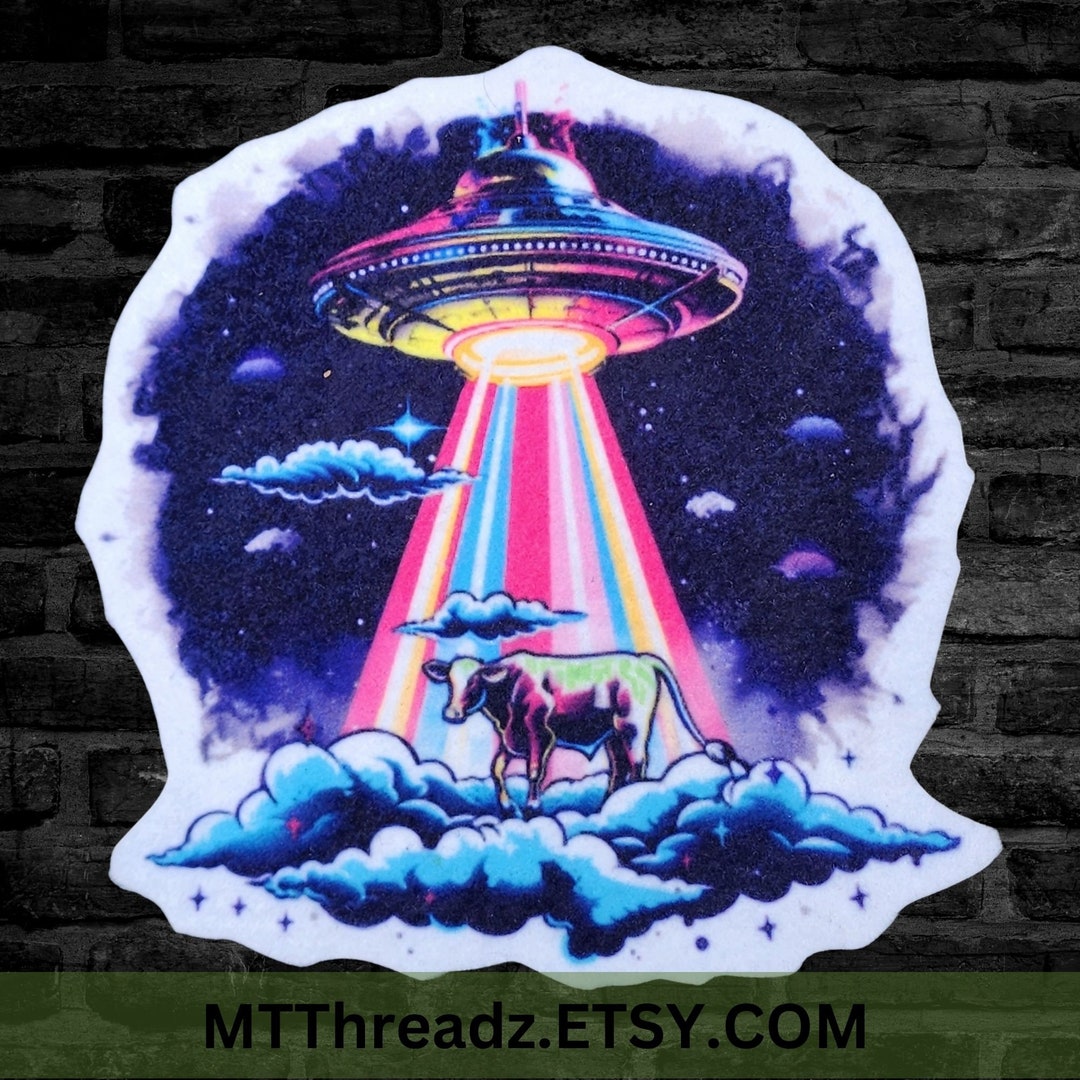 Neon UFO Patch Alien Abduction Iron on Patch Neon UFO Alien Patch ...
