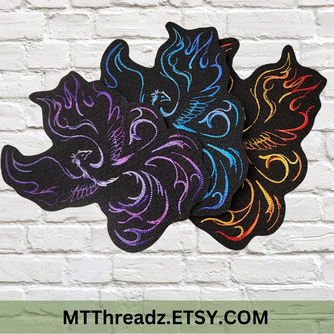 Fire Phoenix Patch Blue Ice Phoenix Purple Phoenix Iron on Embroidery ...