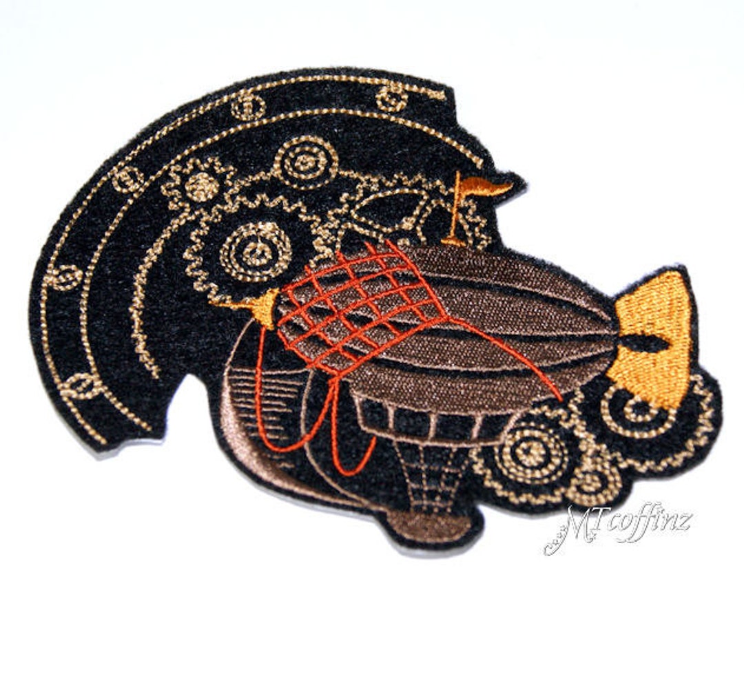 Steampunk Dirigible Airship Iron on Embroidery Patch Mtcoffinz - Etsy