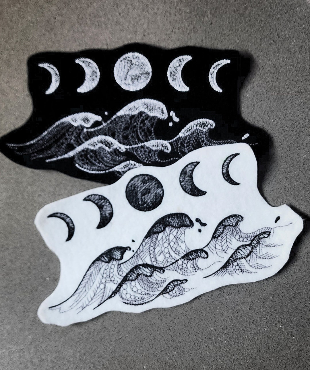 Moon Phase Patch Tidal Waves Patch Iron on Embroidery Patch Phase of ...