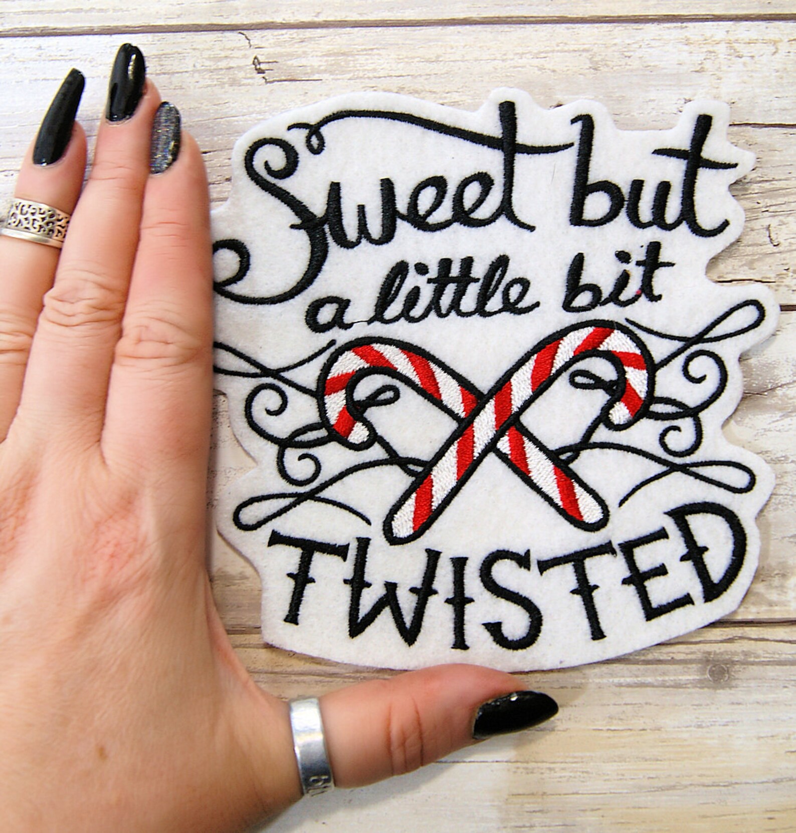 Sweet but a Little Bit Twisted Candy Canes - Iron on Embroidery Patch ...