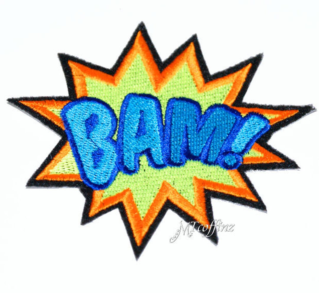 Neon BAM Comic Book Words Iron on Embroidery Patch Mtcoffinz - Etsy