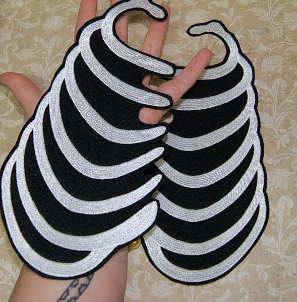 Ribcage Skeleton Bones Iron on Embroidery Patch Mtcoffinz (pair) - Etsy