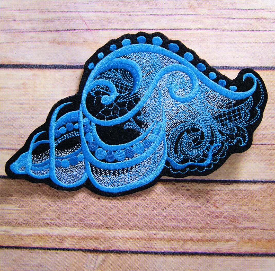 Blue Seashell Aquarius Iron On Embroidery Patch MTCoffinz | Etsy