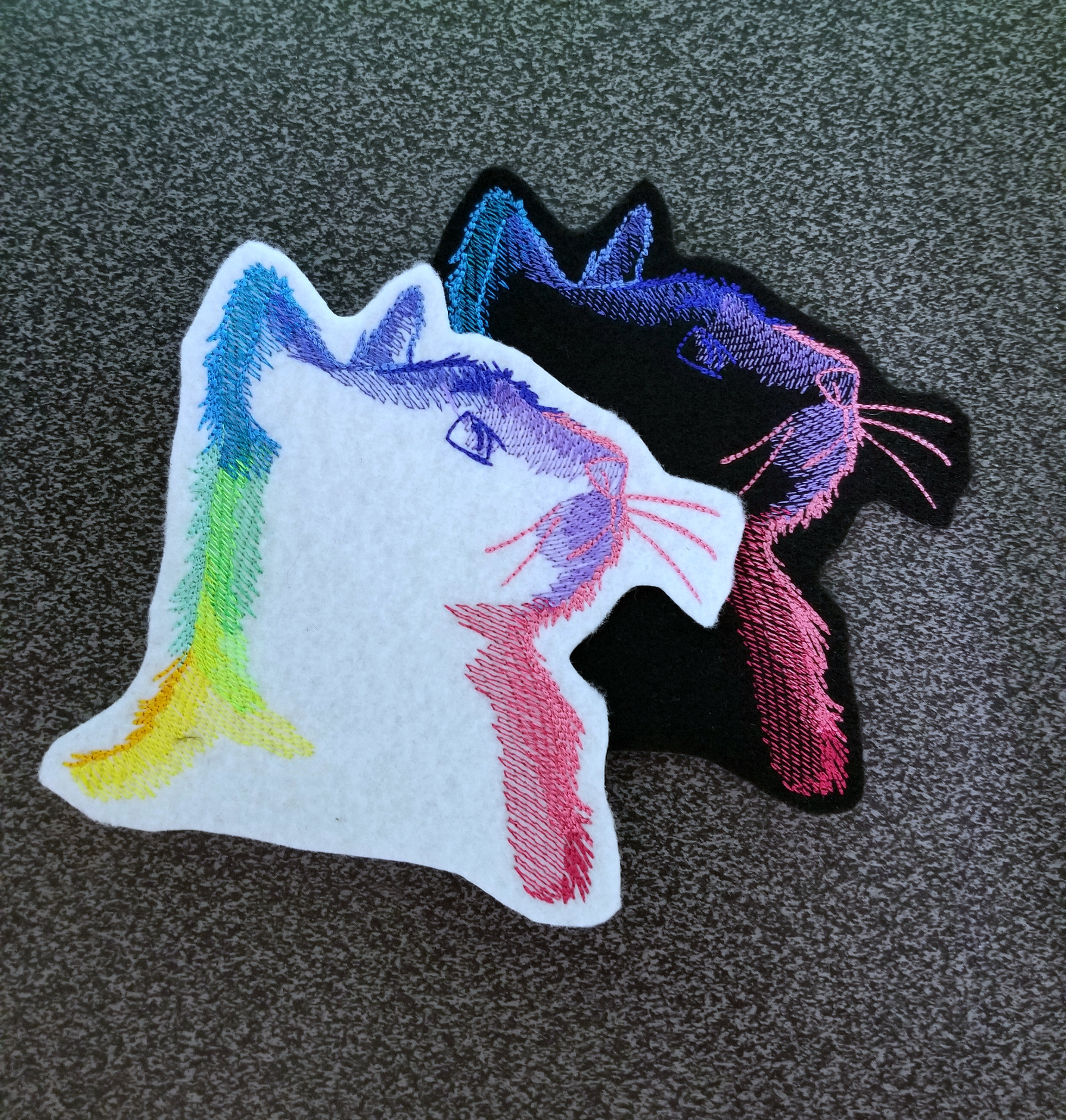 Neon Rainbow Cat Sketch Silhouette Kitten Iron on Embroidery - Etsy