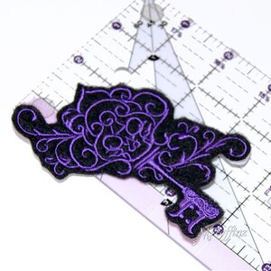 Purple Skeleton Key Filigree Goth Iron on Embroidery Patch Mtcoffinz ...