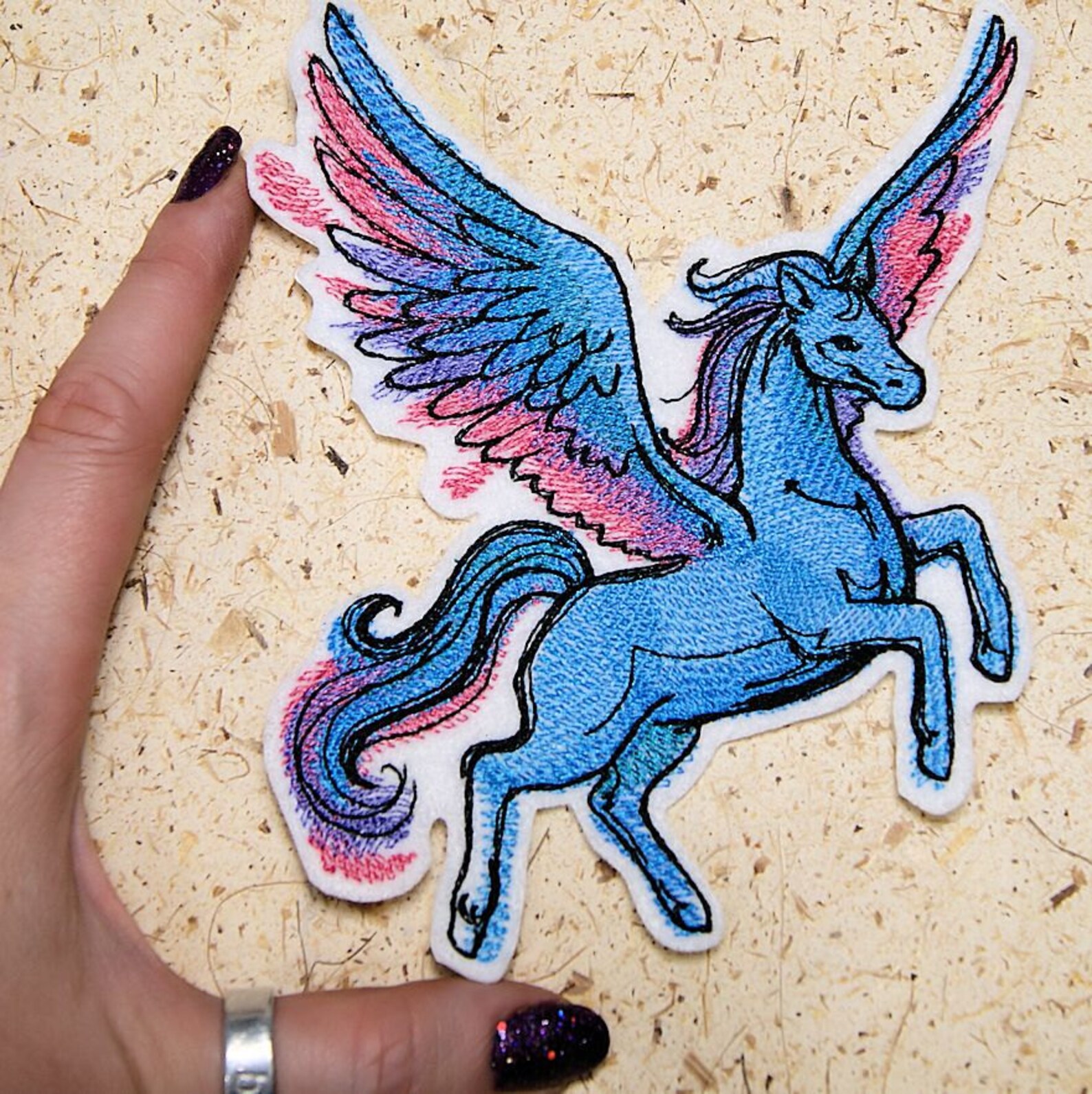 Pegasus Pink Blue Ombre Iron on Embroidery Patch Mtcoffinz - Etsy