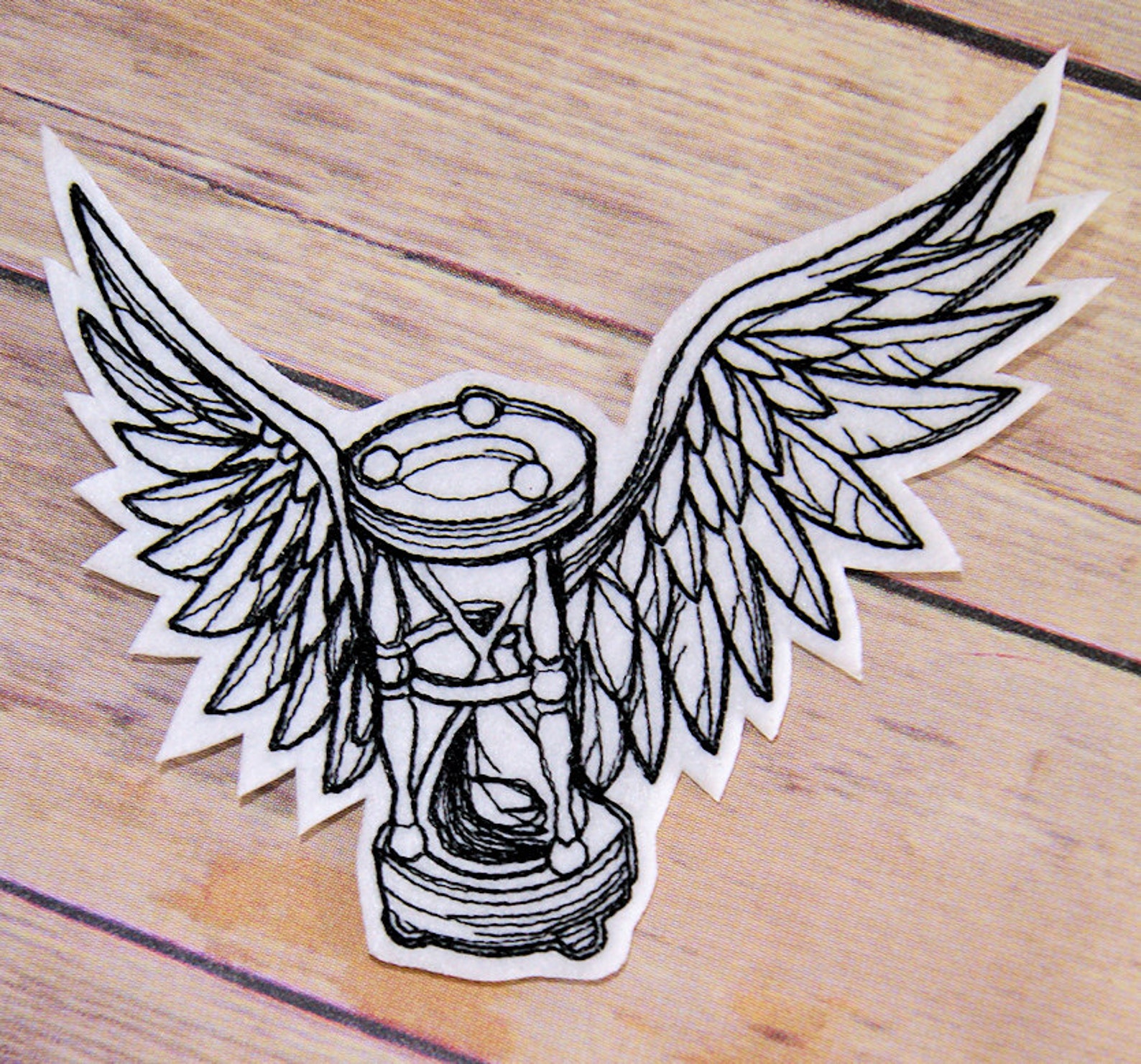 Time Flies Hourglass and Wings Iron on Embroidery Patch Mtcoffinz ...
