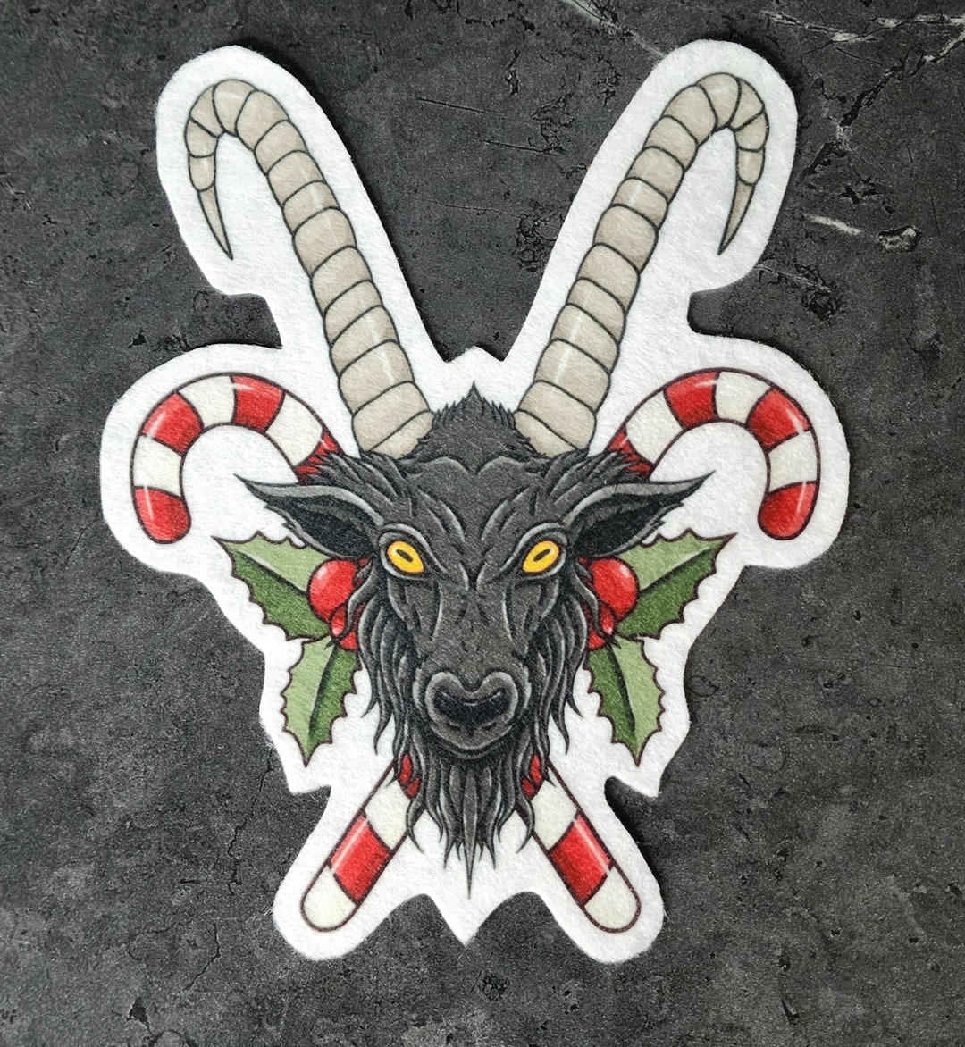 Merry Gothmas Black Goat-with Horns and Candy Canes Iron on - Etsy
