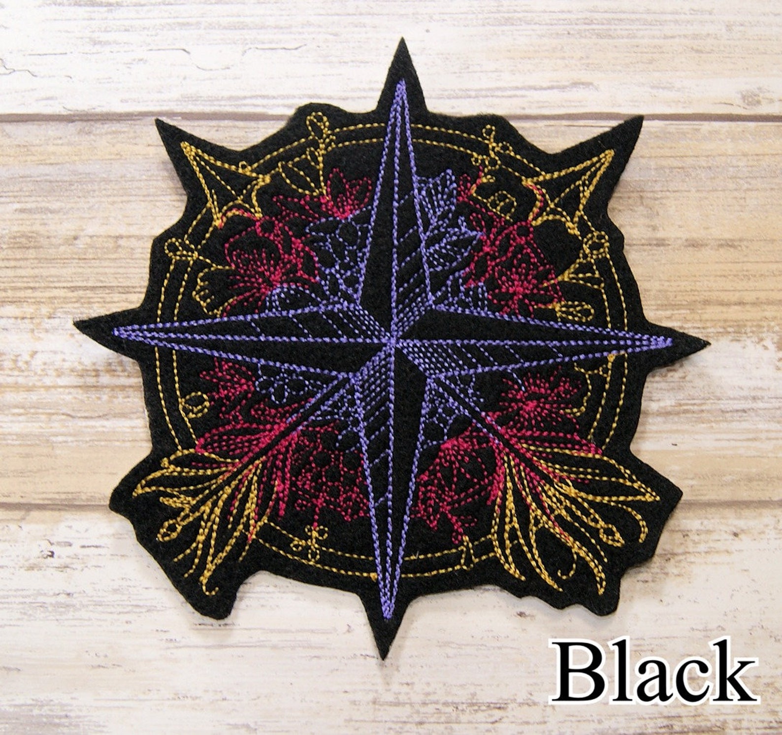 Bohemian Summer Compass and Arrows Iron on Embroidery Patch Mtcoffinz ...