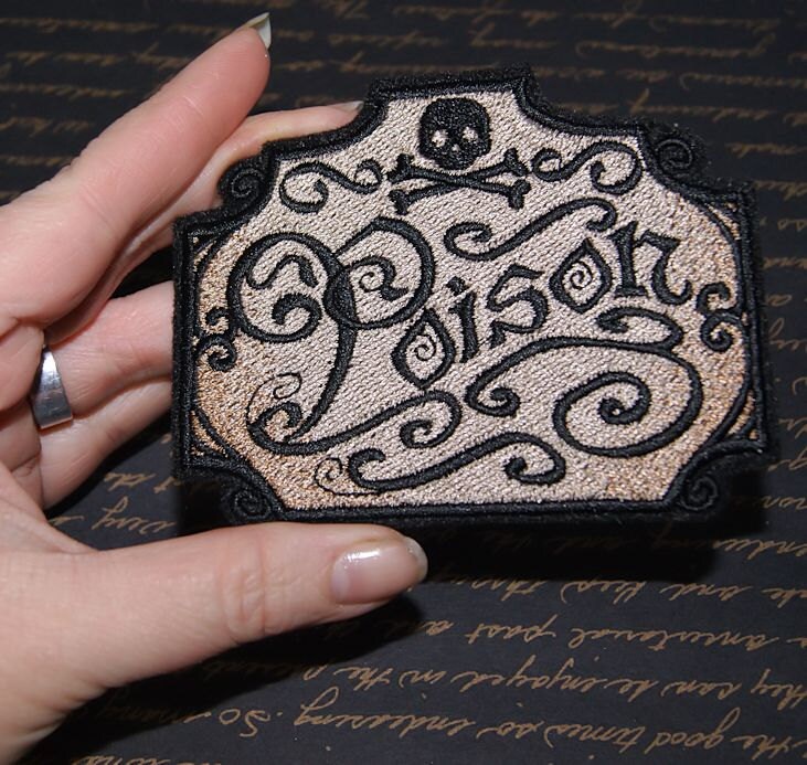 Poison Apothecary Skull Crossbones Label Iron on Embroidery - Etsy