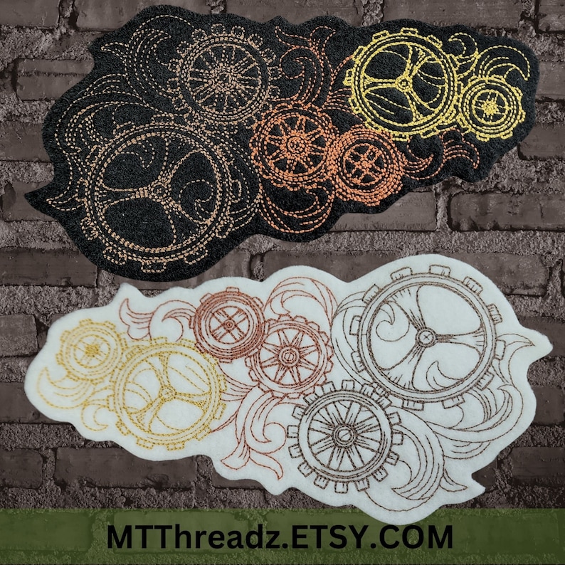 Steampunk Gears Patch Embroidered Copper Gears Iron on Patch Mirror ...