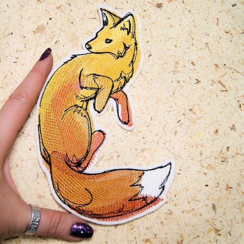 Gold Ombre Fox - Iron on Embroidery Patch Mtcoffinz - Choose Size - Etsy
