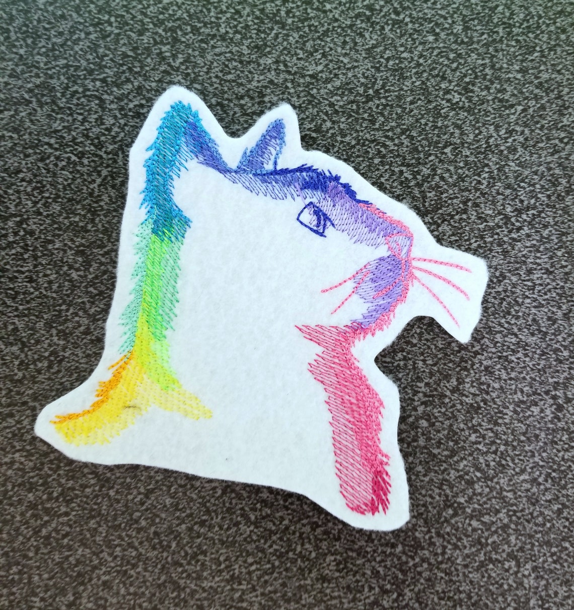 Neon Rainbow Cat Sketch Silhouette Kitten Iron on Embroidery - Etsy