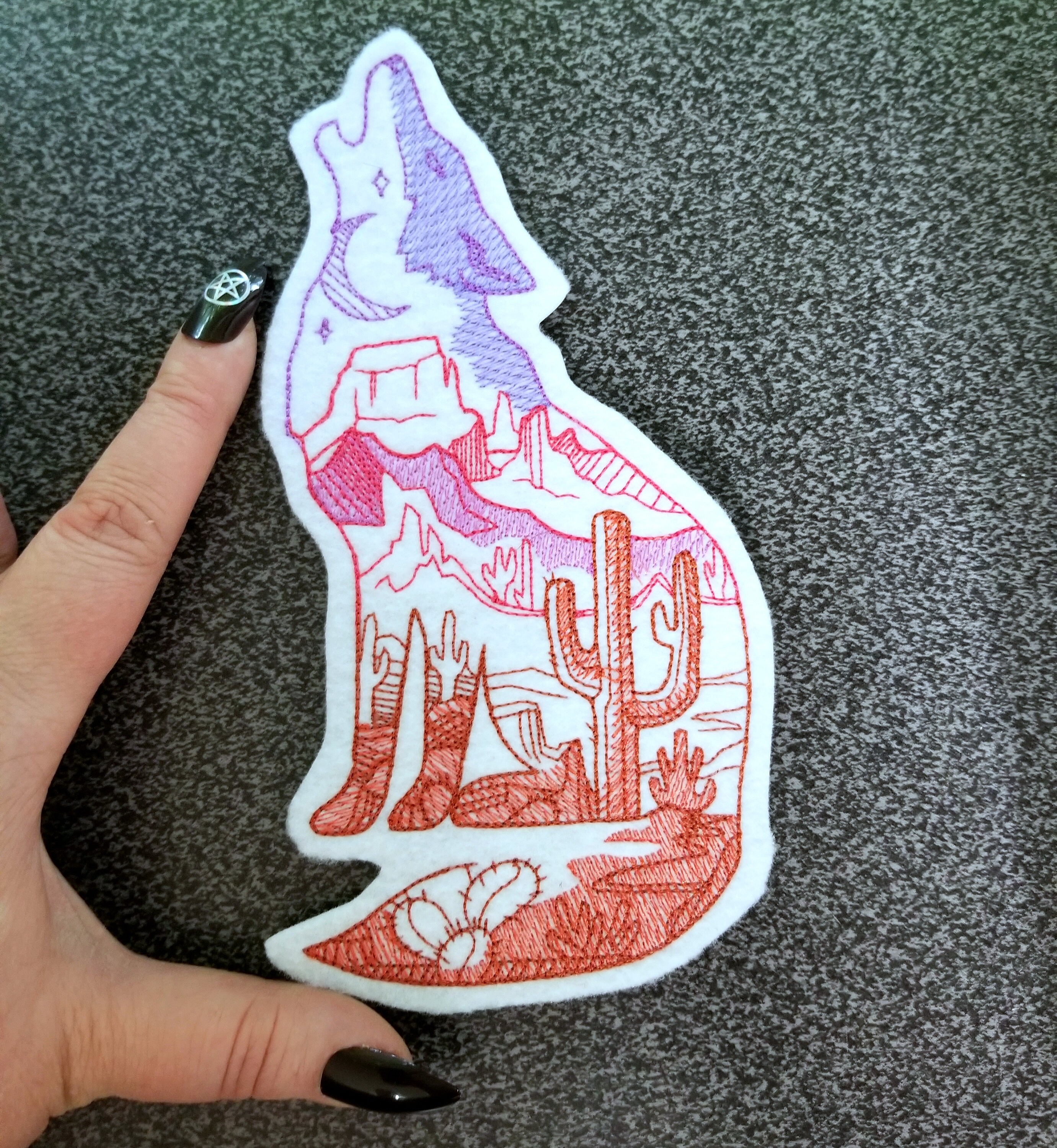 Southwest Desert Howling Coyote Iron on Embroidery Patch Mtcoffinz ...