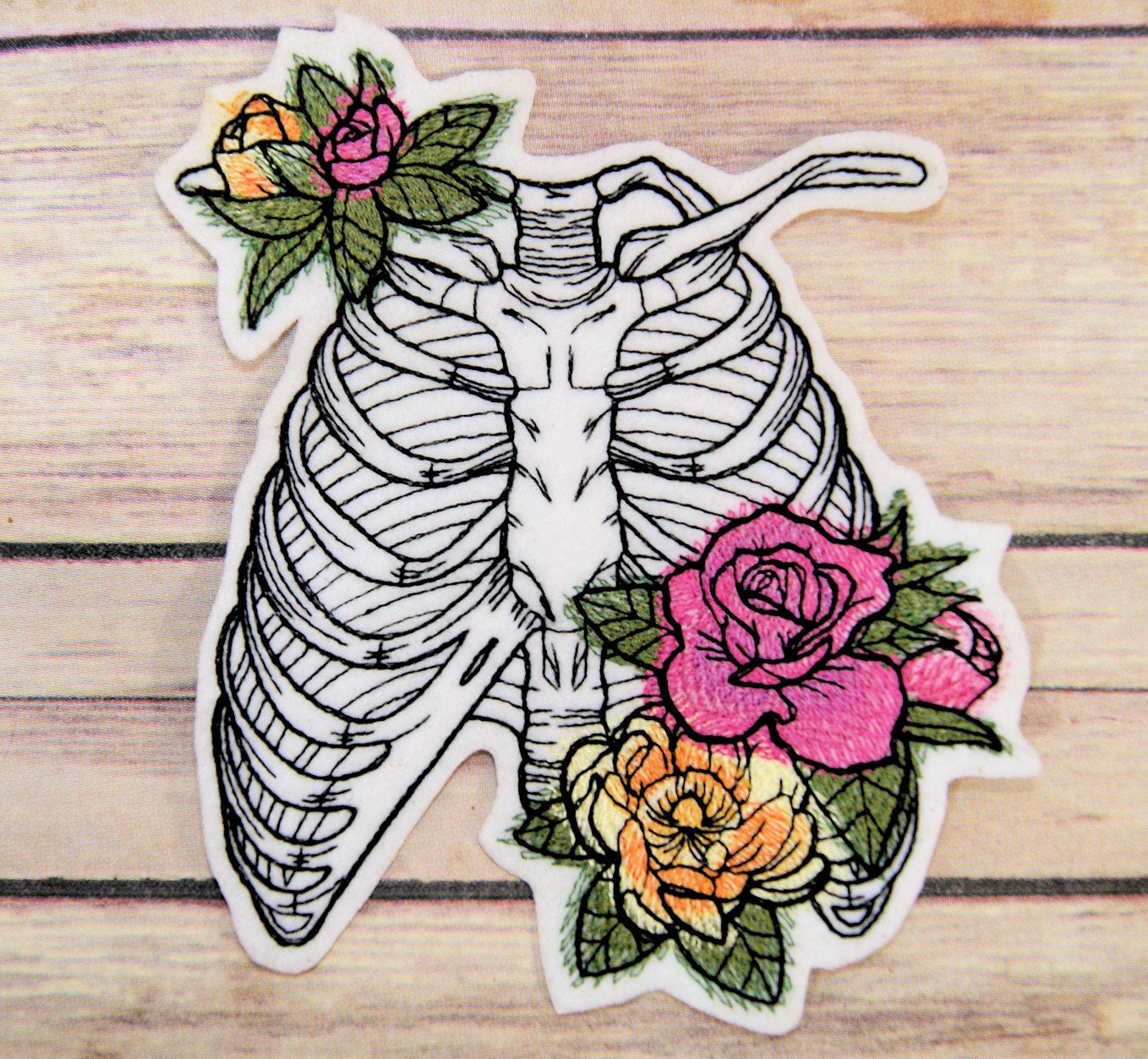 Skeleton Ribcage Flowers Dire Blooms Iron on Embroidery Patch - Etsy Canada
