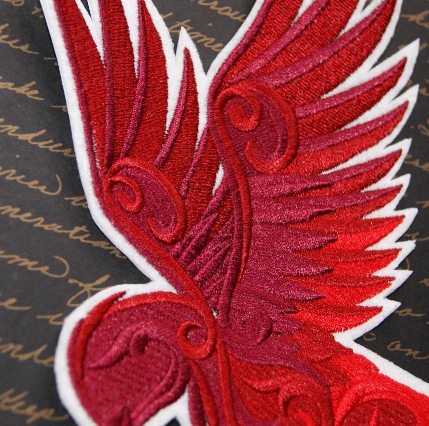 Raven Patch Red Raven Baroque Swirls Iron on Embroidery Patch - Choose ...