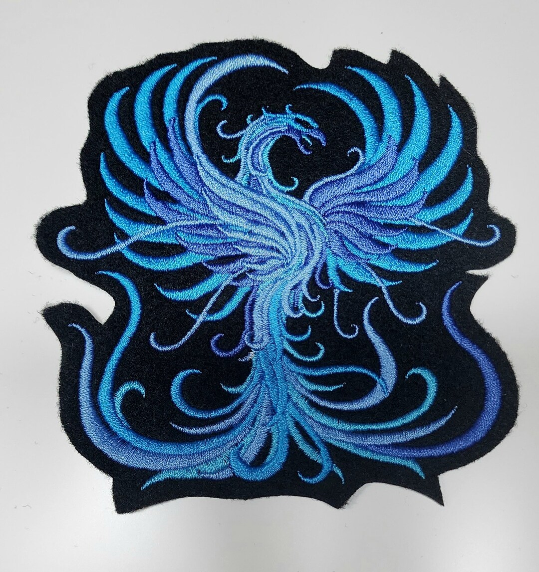 Blue Phoenix Patch Blue Ice Phoenix Iron on Embroidery Phoenix Patch ...