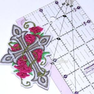 Gothic Cross Roses Vines Iron on Embroidery Patch Mtcoffinz - Choose ...