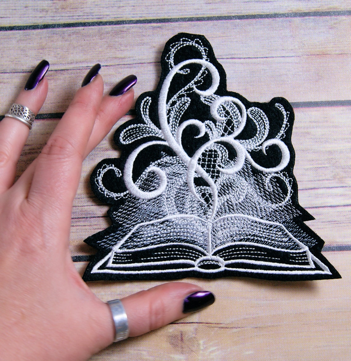 Ghost Book of Shadows White Baroque Iron on Embroidery Patch - Etsy