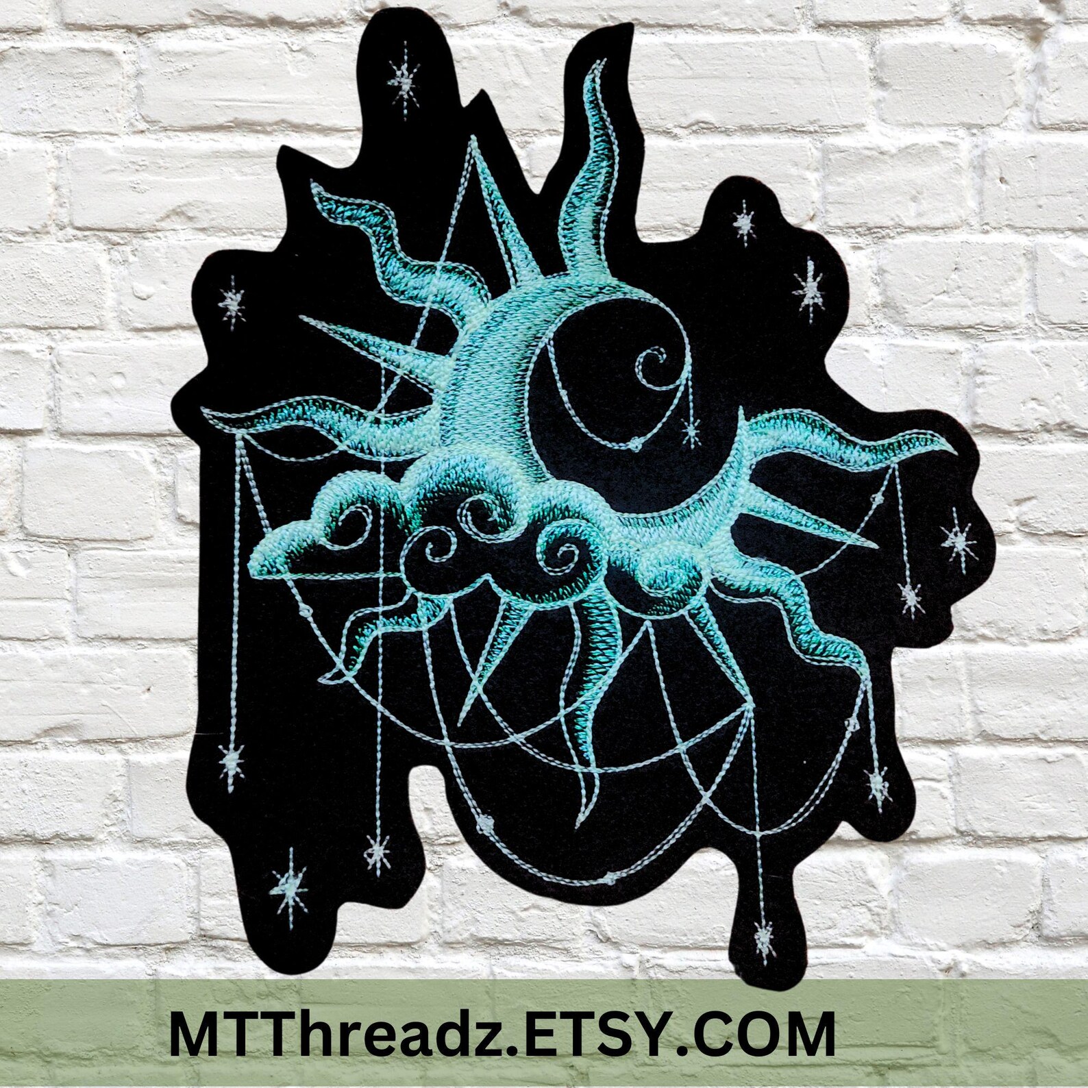 Glow in the Dark Eclipse Sun Moon Iron on Embroidery Patch Mtcoffinz ...