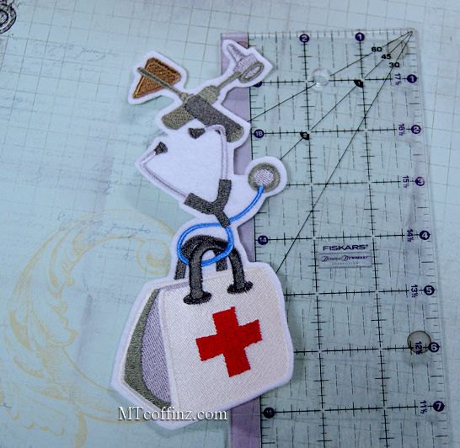 Medical Doctor Bag Stethoscope Stack Iron on Embroidery Patch Mtcoffinz ...