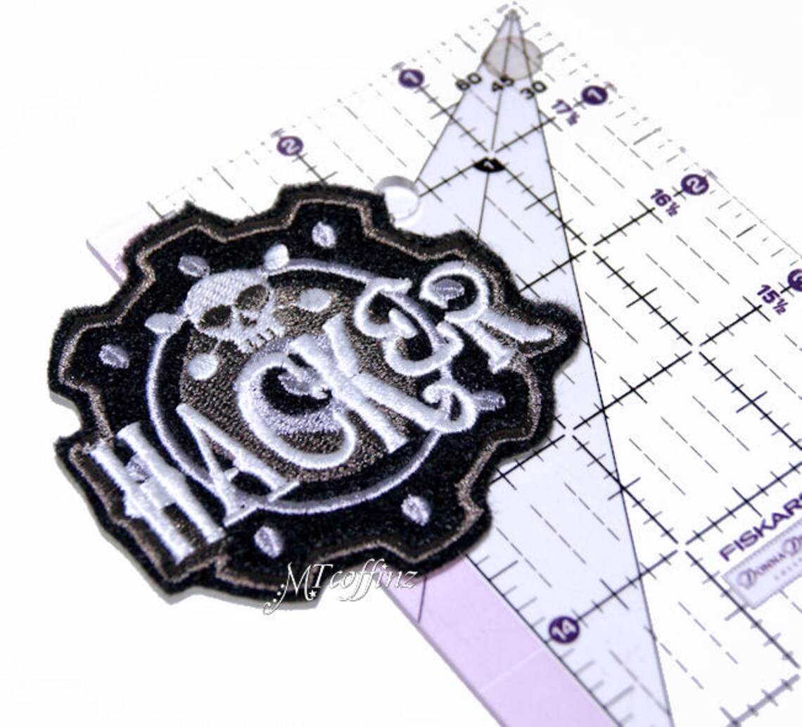 Cyber Steampunk Hacker Silver Gear Iron on Embroidery Patch Mtcoffinz ...