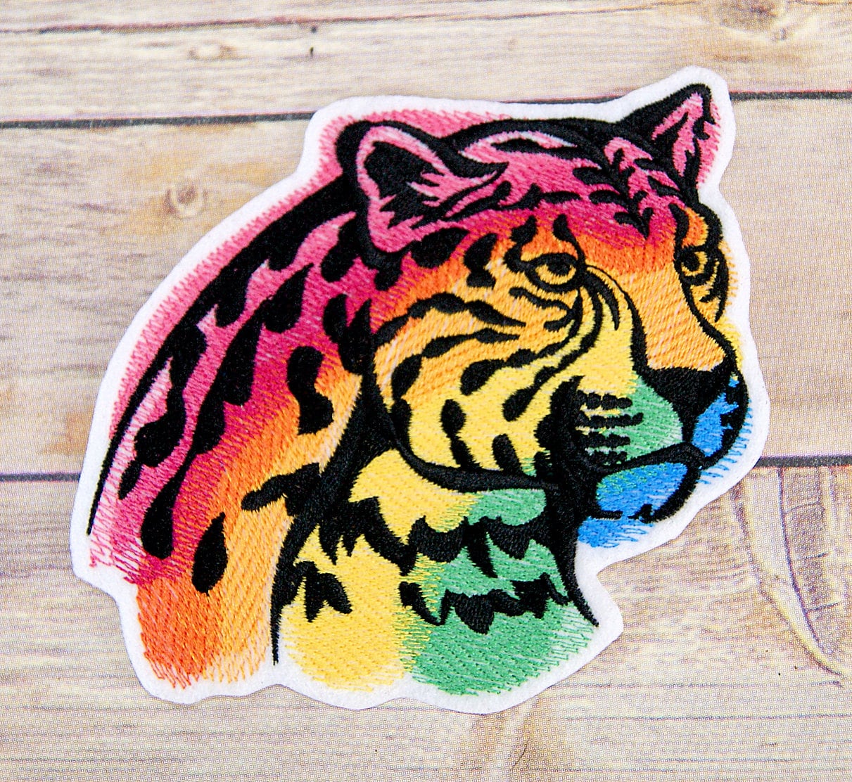 Neon 80's Rainbow Leopard Iron on Embroidery Patch - Etsy