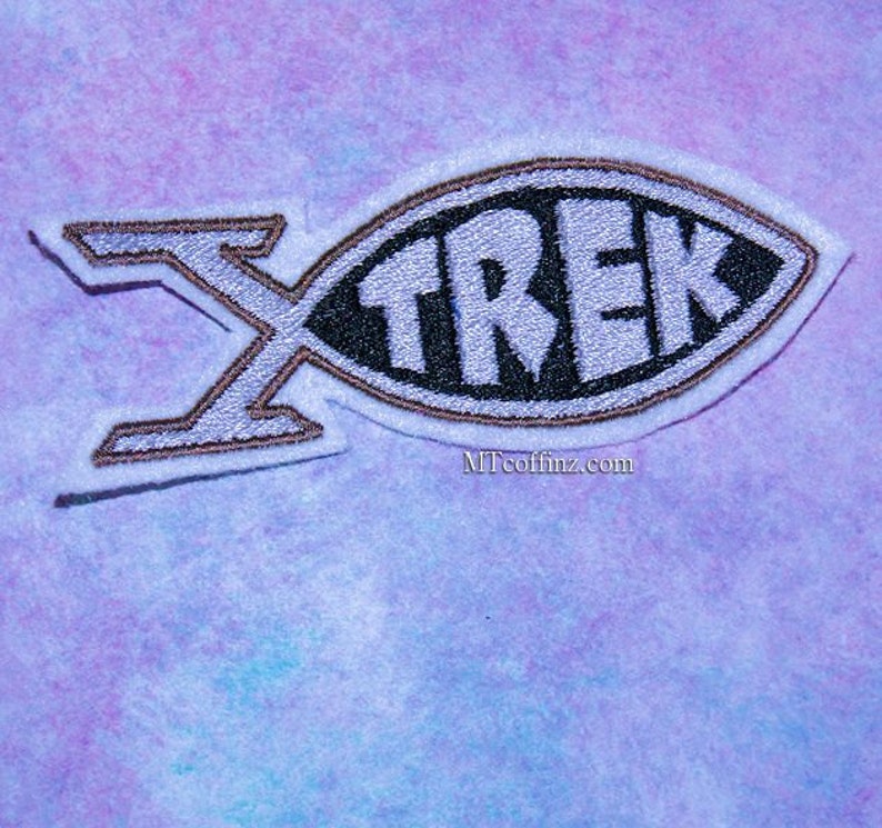 Parody Star Trek Enterprise Fish Logo Iron on Embroidery Patch ...