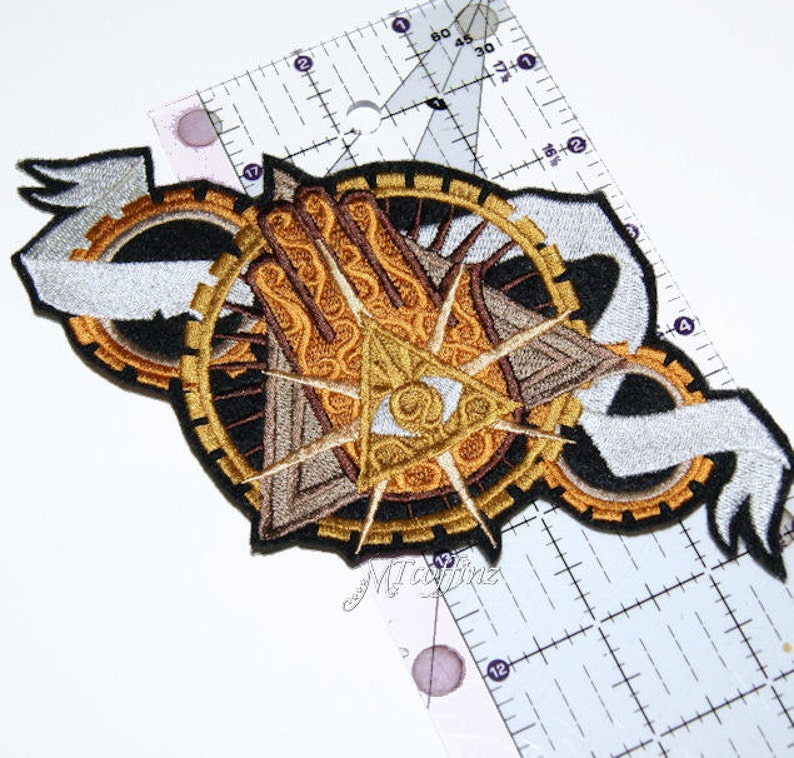 Steampunk Alchemy Eye of Providence Triangle Iron on Embroidery Patch ...