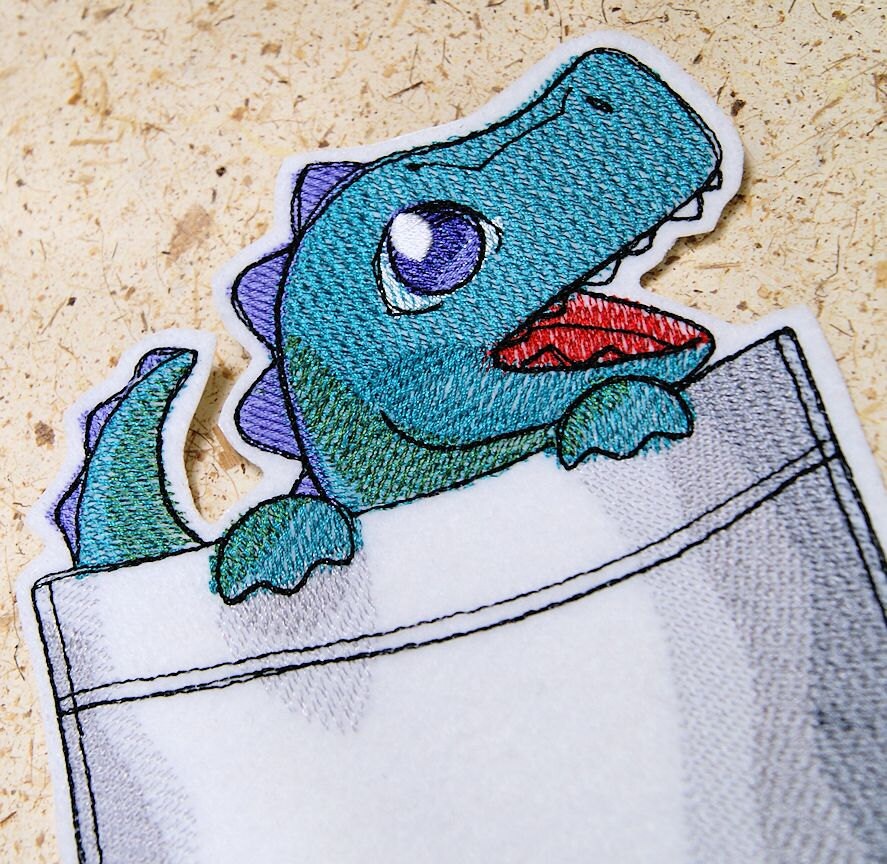 Pocket Monster Green Dinosaur Iron on Embroidery Patch | Etsy