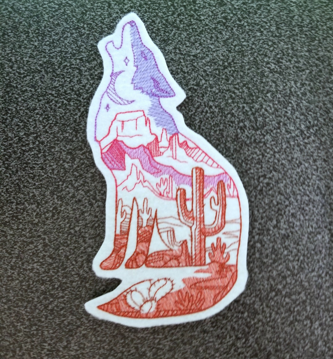 Southwest Desert Howling Coyote Iron on Embroidery Patch Mtcoffinz ...