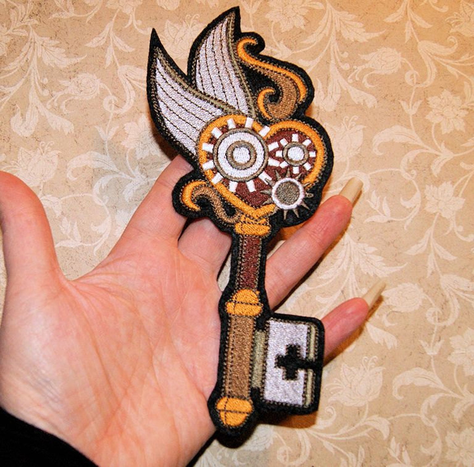 Steampunk Skeleton Gear Wings Key Iron on Embroidery Patch - Etsy