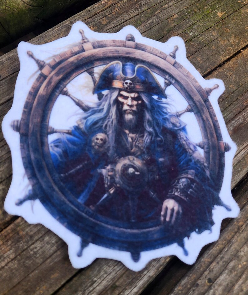 Pirate Skeleton Sunken Ship Captain's Wheel Ghostly Undead Sea Captain ...
