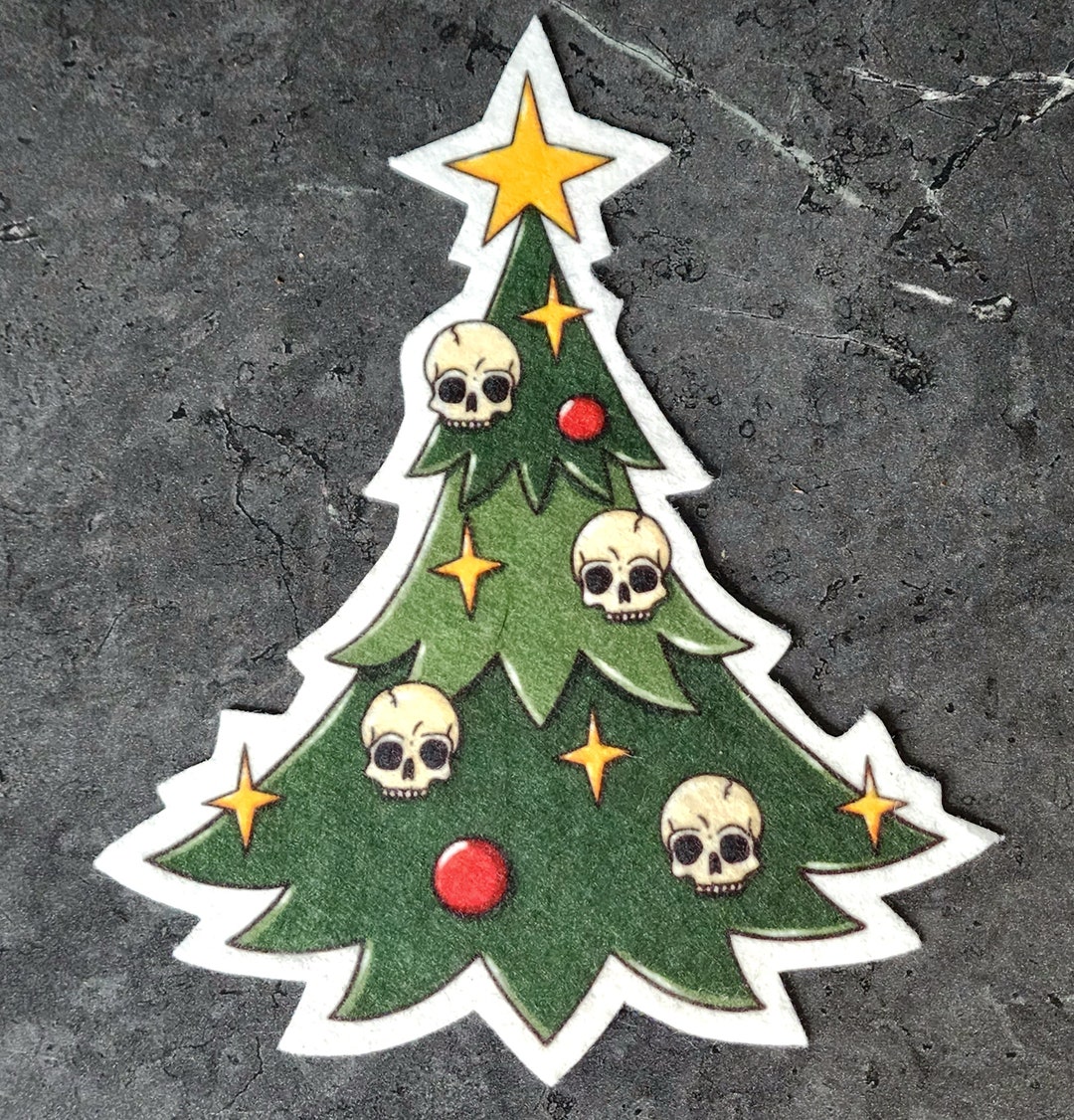 Gothmas -christmas Tree With Human Skull Ornaments - Iron on Patch ...