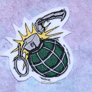 Green Hand Grenade Comic Iron on Embroidery Patch Mtcoffinz - Etsy