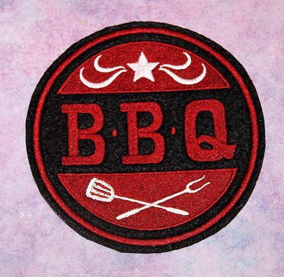 Round BBQ Classic Logo Iron On Embroidery Patch MTCoffinz | Etsy