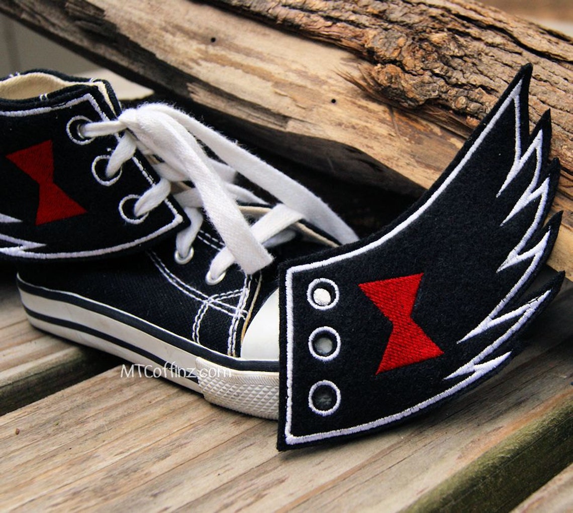 Black Widow - Embroidered Shoe Wings - Mtcoffinz - Etsy