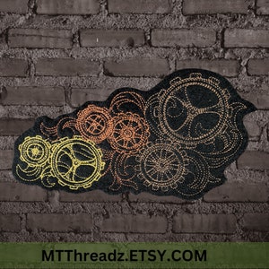 Steampunk Gears Patch Embroidered Copper Gears Iron on Patch Mirror ...