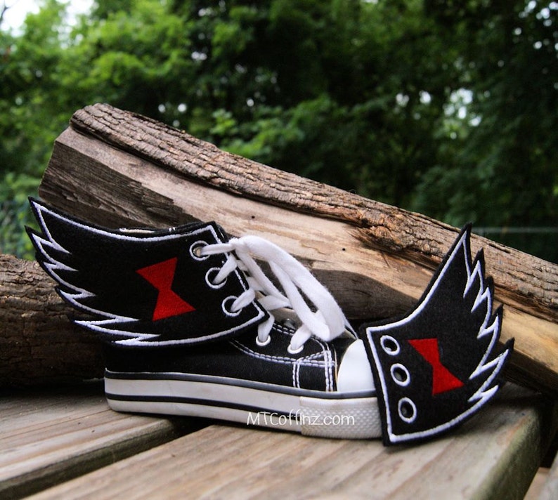 Black Widow - Embroidered Shoe Wings - Mtcoffinz - Etsy