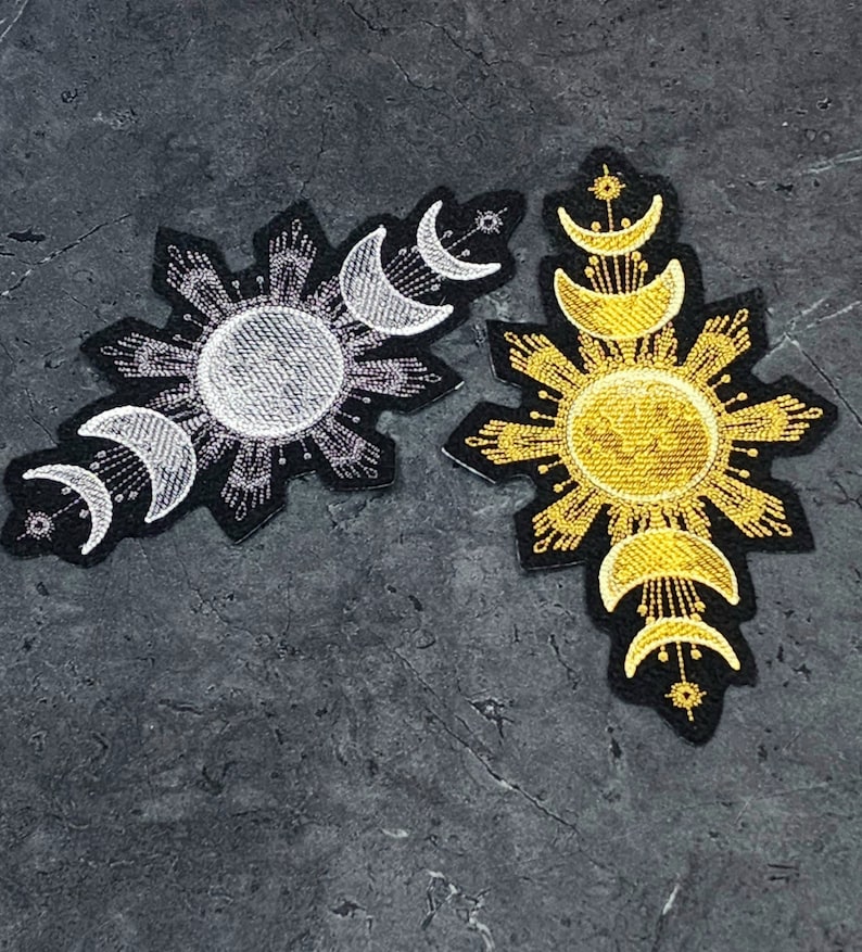 Golden Moon or Silver Moon Phases Iron on Embroidery Patch - Etsy