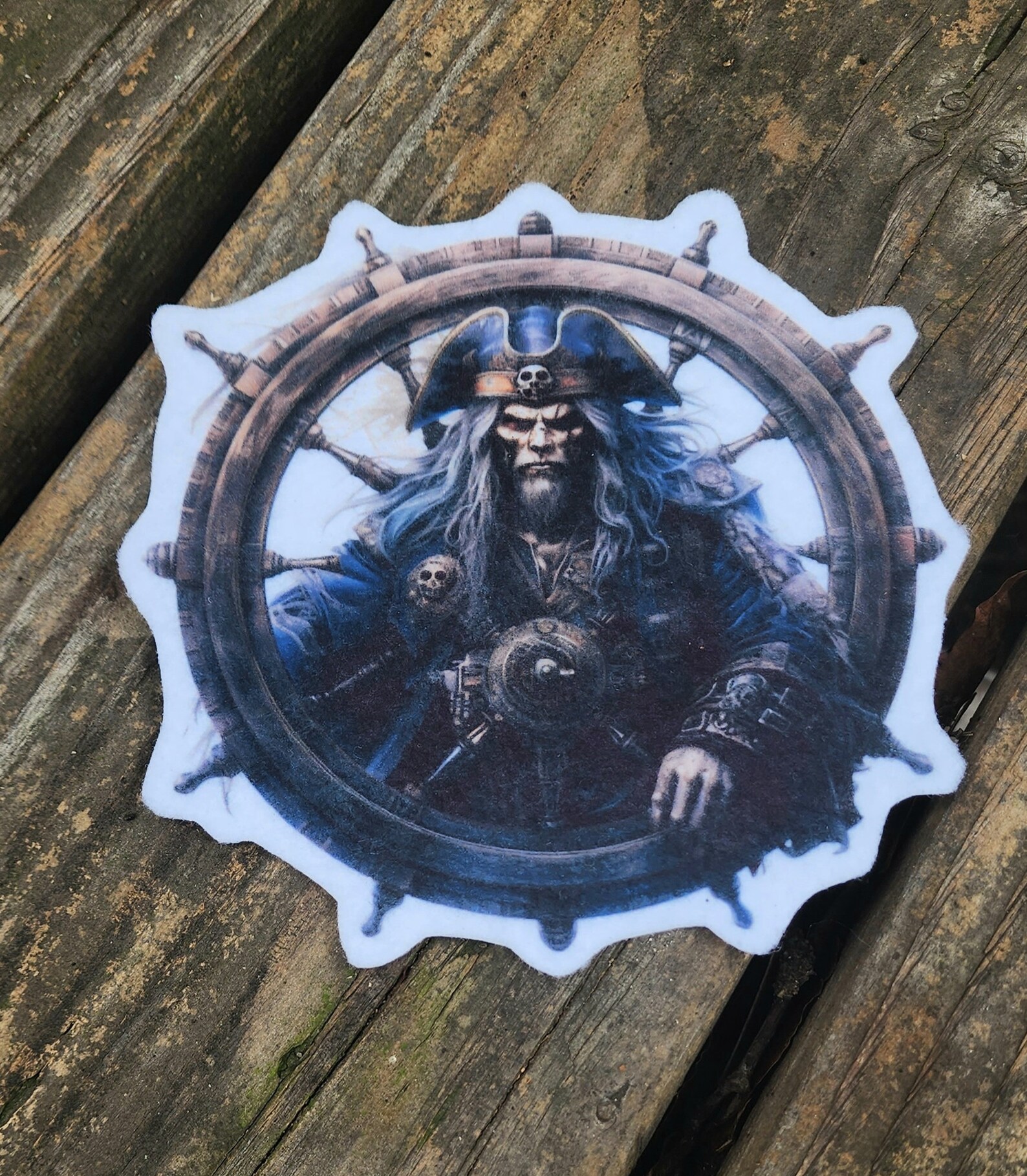 Pirate Skeleton Sunken Ship Captain's Wheel Ghostly Undead Sea Captain ...