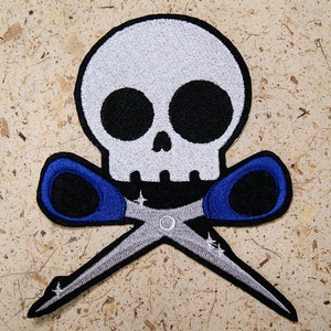 Crafty Scissors Skull Crossbones Iron on Embroidery Patch Mtcoffinz ...