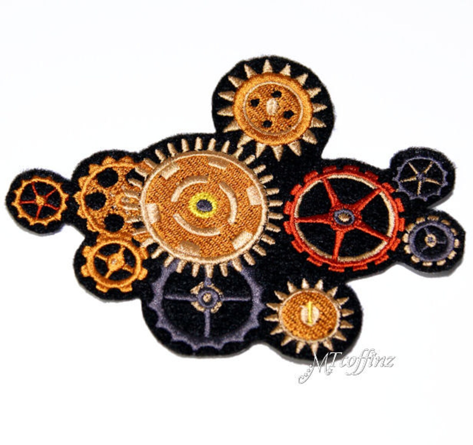 Steampunk 10 Brass Copper Gears Iron on Embroidery Patch | Etsy